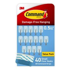 Command Small Wire Hooks, 40 Hooks, 48 Clear Adhesive Strips, Damage ...