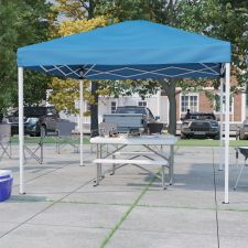 Knox 10'x10' Blue Pop Up Event Canopy Tent with Carry Bag and Folding ...