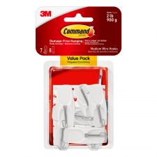 Command Medium Wire Toggle Hooks, 7 Hooks, 8 White Adhesive Strips ...