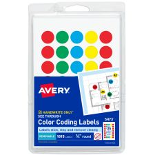 Avery Removable Color-Coding Round Labels, 5473, 3/4", Assorted Colors ...