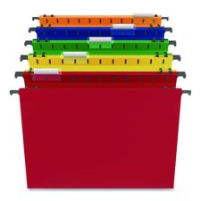 TRU RED Plastic Hanging File Pockets, 1 Section, Letter Size, 1/5-Cut ...