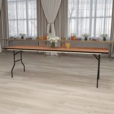 Gael 8-Foot Rectangular Wood Folding Banquet Table with Clear Coated ...