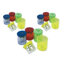 TPG Creations Eisen Pencil Sharpeners, Two-Hole, 1.5 x 1.75, Assorted Colors, 12/Pack ...
