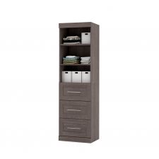 Bestar Pur by Bestar 25" storage unit with 3-drawer set in Bark Gray ...