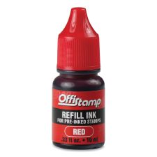 Offistamp Refill Ink for Pre-Inked Stamps, 0.33 oz, Red | OfficeSupply.com