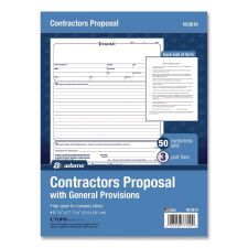 Adams Contractor Proposal Form, Three-Part Carbonless, 8.5 x 11.44, 50 ...