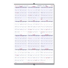 Brownline Yearly Wall Calendar, 24 x 36, White/Blue Sheets, 12-Month ...