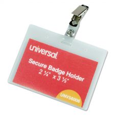 Universal Deluxe Clear Badge Holder w/Garment-Safe Clips, 2.25 x 3.5 ...