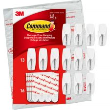 Command Medium Wire Hooks, 13 Hooks, 16 White Adhesive Strips ...