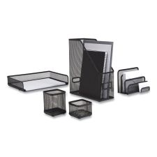 TRU RED Wire Mesh Organizer Set, 5 Pieces, Matte Black | OfficeSupply.com