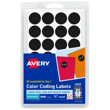 Avery Color-Coding Removable Labels, 5459, Round, 3/4 Inch Diameter, Black, Pack Of 1,008 Non ...