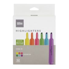 Chisel-Tip Highlighters, 100% Recycled Plastic Barrel, Assorted ...