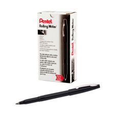 Pentel Rolling Writer Pens, Medium Point, 0.8 mm, Black Barrel, Black ...