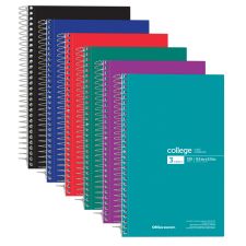 Wirebound Notebooks, 6" x 9-1/2", 3 Subjects, College Ruled, 150 Sheets ...