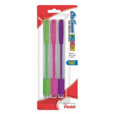 Pentel Clic Erasers, Assorted Colors, Pack Of 3 | OfficeSupply.com