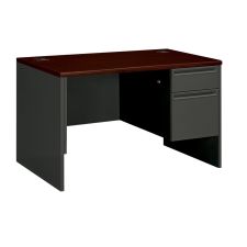 HON 38000 48"W Right-Pedestal Computer Desk With Lock, Mahogany ...