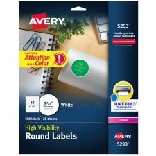 Avery High Visibility Labels With Sure Feed For Laser Printers, 5293 ...