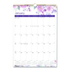 Blueline 12-Month Colorful Wall Calendar, Passion Floral Artwork, 12 x ...