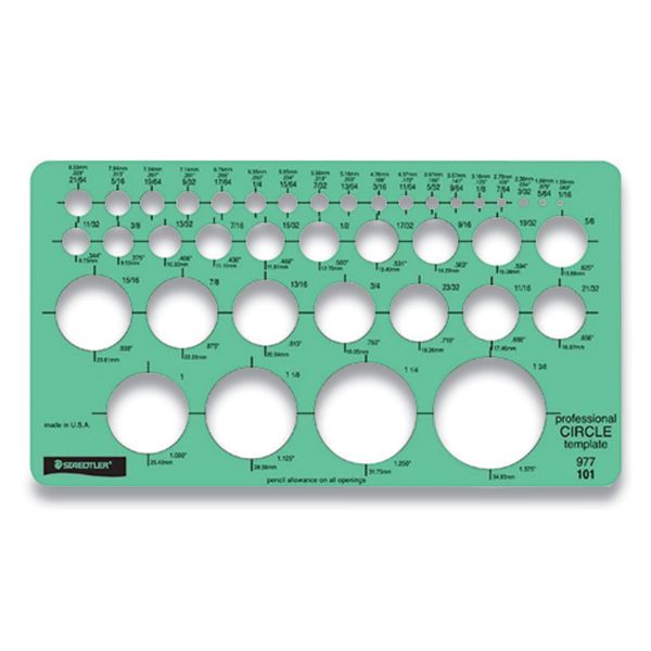 Staedtler Templates, 39 Circles, 4 x 7.25, Green | OfficeSupply.com