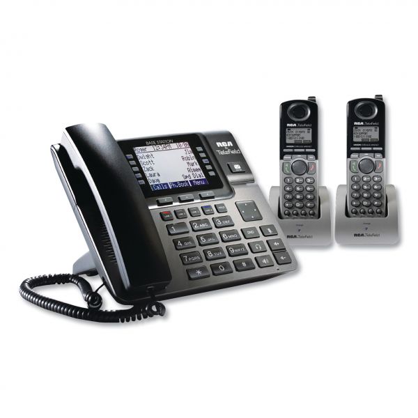 RCA Unison 1-4 Line Wireless Phone System Bundle, 2 Additional Cordless ...