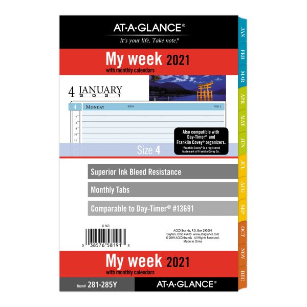 AT-A-GLANCE Weekly/Monthly Planner Refill, 5-1/2" x 8-1/2", Zenscapes ...