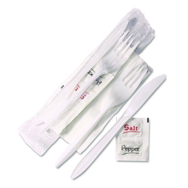 GEN Wrapped Cutlery Kit, Mediumweight, Fork/Knife/Napkin/Salt/Pepper ...