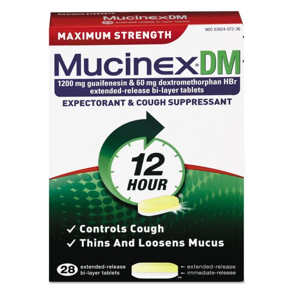 Mucinex DM Max Strength Expectorant And Cough Suppressant 28 Tablets Mucinex DM Max Strength Expectorant And Cough Suppressant 28 Tablets