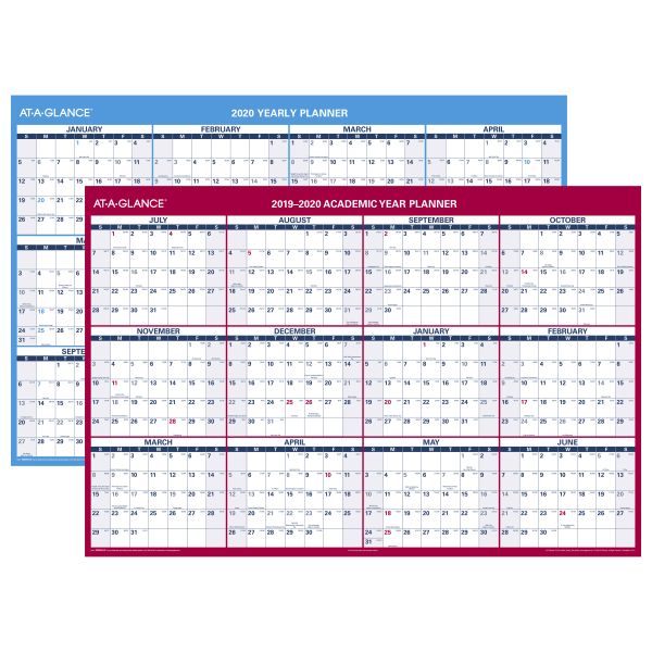 AT-A-GLANCE 18-Month Yearly Academic/Regular Wall Calendar, 48" x 31-3/ ...
