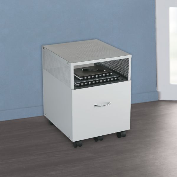 Vista 20"D Metal Mobile File Storage Cart, Silver | OfficeSupply.com