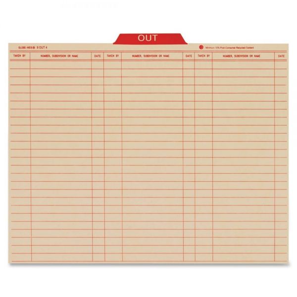 Globe-Weis Top Tab "Out" File Guides | OfficeSupply.com