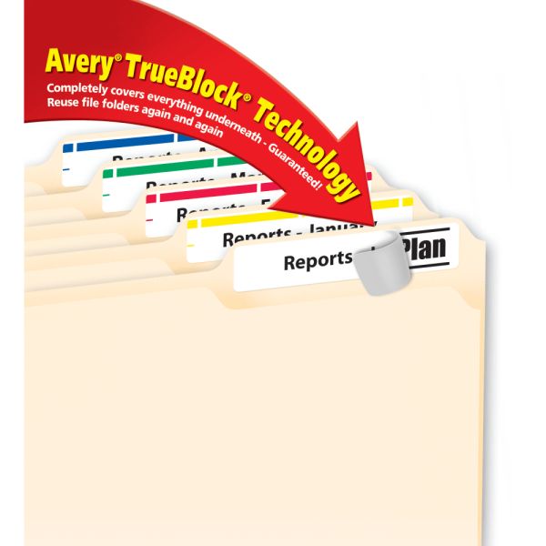 Avery TrueBlock Permanent Inkjet/Laser File Folder Labels, 5266, 2/3" x ...