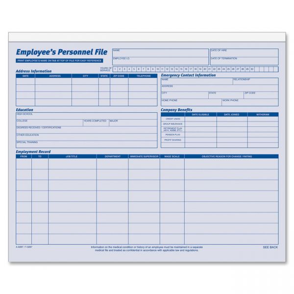 Adams Employee's Personnel File Folder | OfficeSupply.com