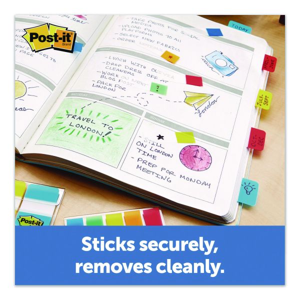 Post-it Tabs 1" Plain Solid Color Tabs, 1/5-Cut, Assorted Colors, 1 ...