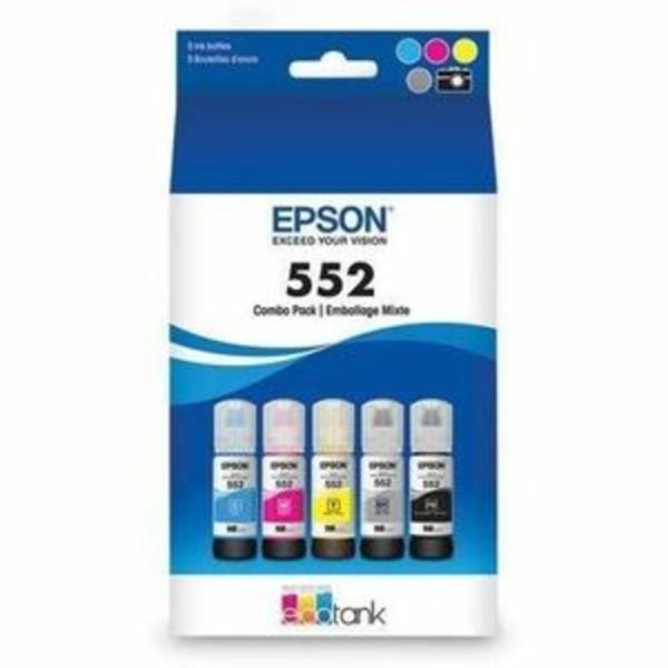 Epson 552 Claria Black, Cyan, Gray, Magenta, Yellow Ink Bottles, Pack ...
