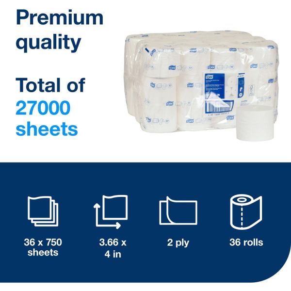 Tork Coreless High Capacity Bath Tissue, 2-Ply, White, 750 Sheets/Roll ...