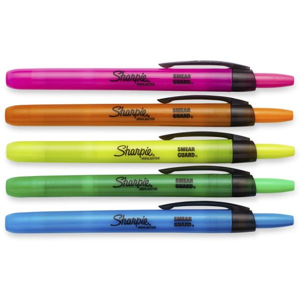 Sharpie Retractable Highlighters, Assorted Colors, Pack Of 5 ...