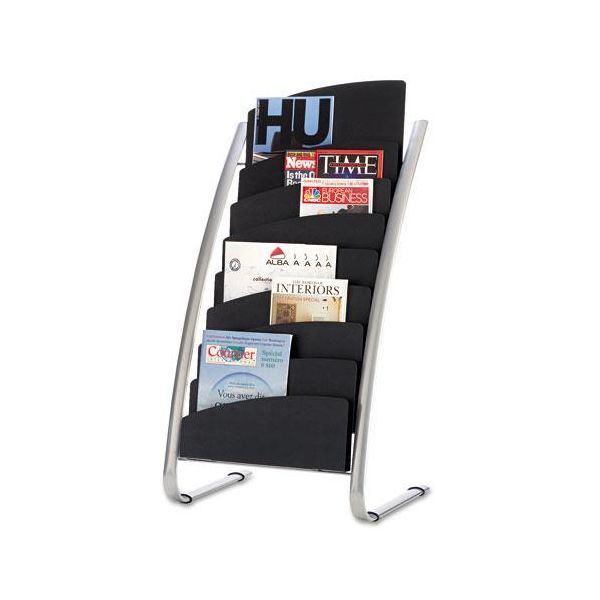 Alba Literature and Magazine Floor Display, Black/Chrome, 8 ...