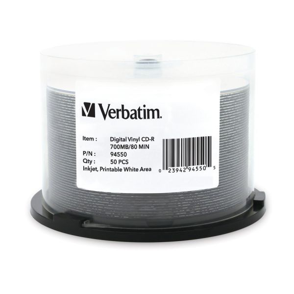Verbatim CD-R 80min 52X with Digital Vinyl/White Inkjet Printable ...