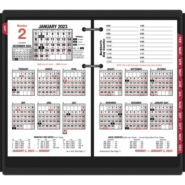 AT-A-GLANCE Burkhart's Day Counter 2023 RY Daily Loose-Leaf Desk ...
