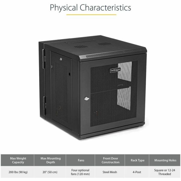 StarTech.com Wallmount Server Rack Cabinet - Hinged Enclosure - 12U ...