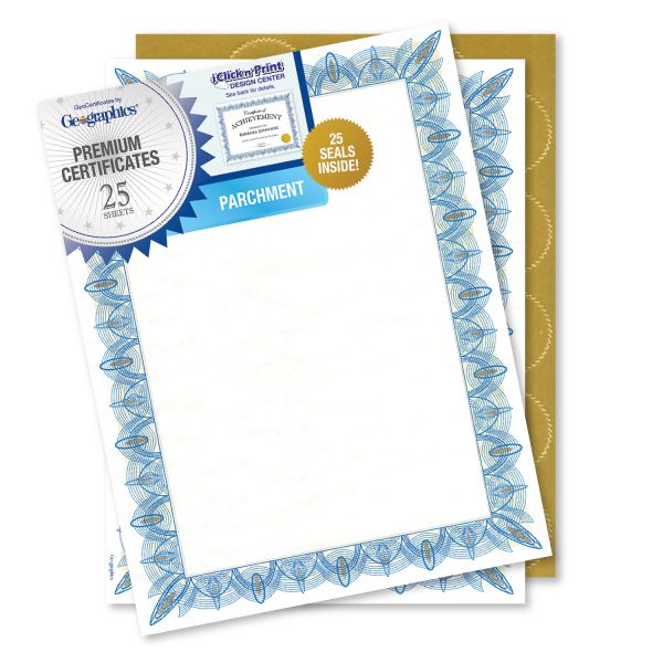 Classic Blue Certificates w/Gold Foil Seals 25 Ct | OfficeSupply.com