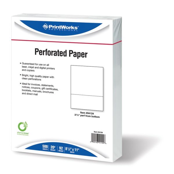 PrintWorks Professional Pre-Perforated Paper, 1 Ream, White, Letter (8 ...