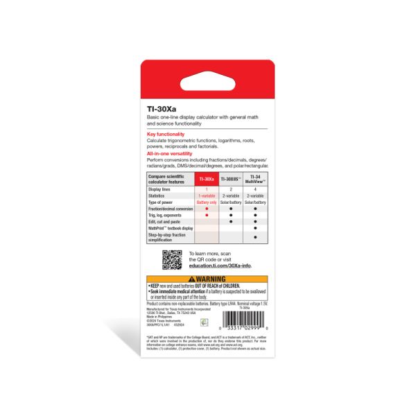 Texas Instruments TI-30Xa Scientific Calculator | OfficeSupply.com