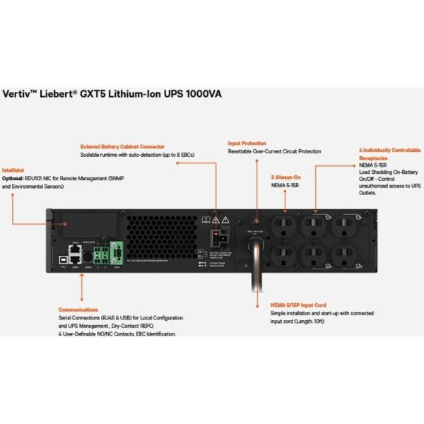 Vertiv Liebert GXT5 Lithium-Ion N Online UPS 1000VA/1000W 120V Tower/Rack UPS | OfficeSupply.com