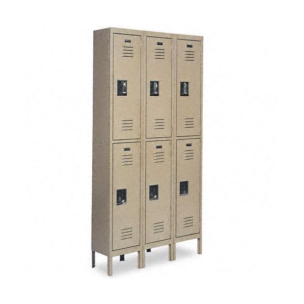 Edsal Quick-Assemble Double-Tier Locker, 36 x 18 x 78, Tan ...