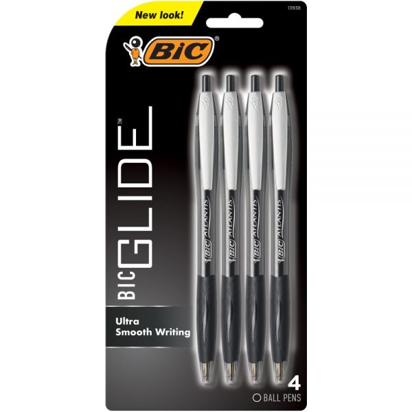 BIC Glide Retractable Ballpoint Pens, Medium Point, 1.0 mm, Black Ink ...