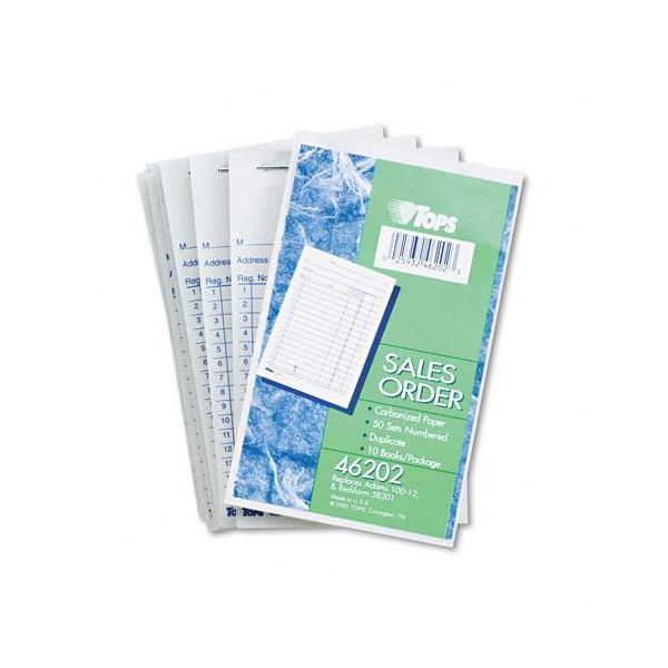 TOPS Sales Pad, 3-3/8 x 5, Carbon-Backed Originals, 10 50-Set Pads/Pack ...