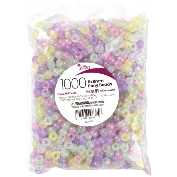 Pony Beads 6mmx9mm 1,000/Pkg - NOTM643767 | OfficeSupply.com