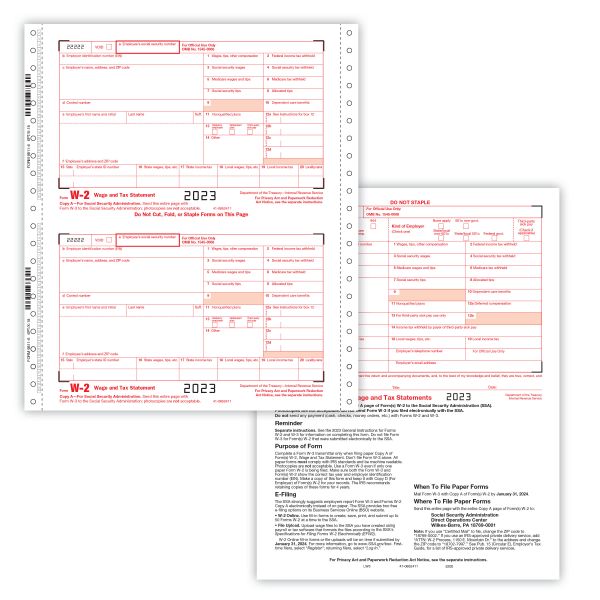 ComplyRight W-2 Tax Forms Set, 6-Part, 2-Up, Employer's Copies A, 1/D ...