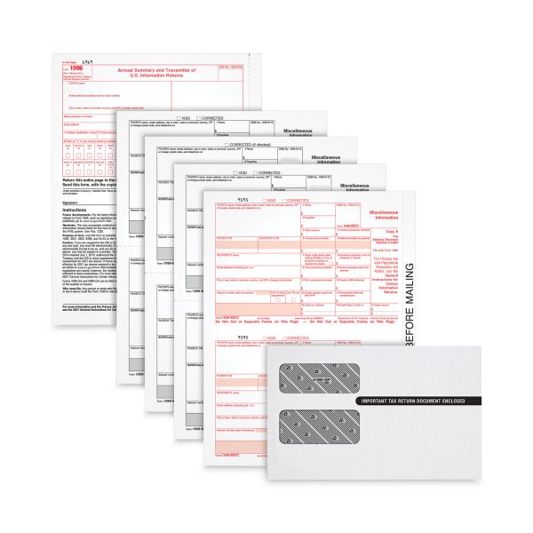 TOPS 1099-MISC Tax Forms Kit, Fiscal Year: 2021, Four-Part Carbonless ...